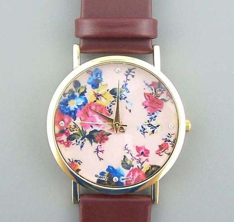 Pink Floral Watch Floral Watches Floral Art Watch Flower Girl Bracelet ...