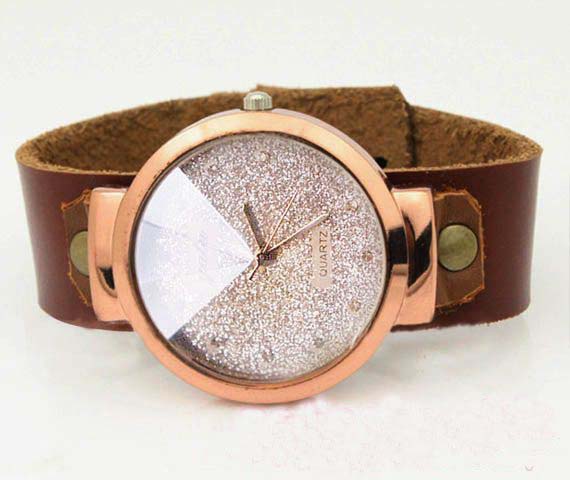 Shiny Rhinestone Cowhide Watch,silver Glitter Sparkle Watch Silver ...